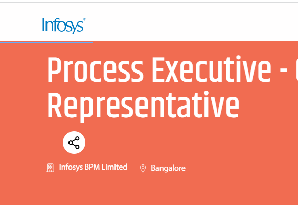 Infosys Entry Level Fresher Hiring: Process Executive - Customer ... Infosys Entry Level Fresher Hiring: Process Executive - Customer ...