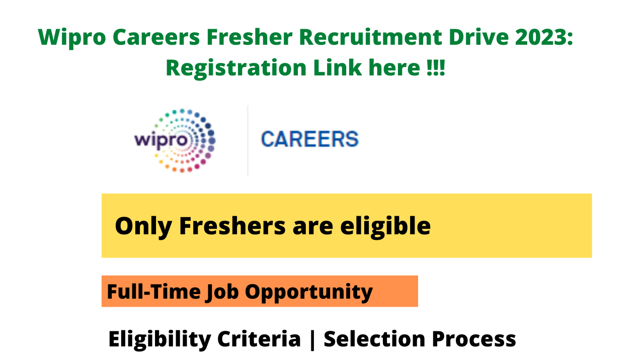 Wipro Careers Fresher Recruitment Drive 2023 Registration Link Here