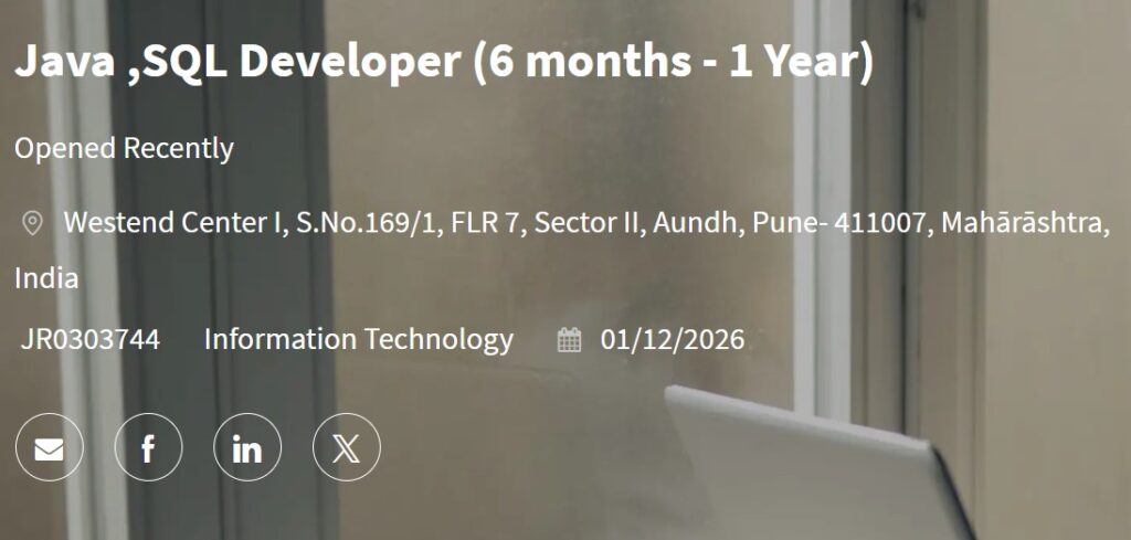 FIS Global Off Campus Hiring 2026: Java, SQL Developer Job in Pune ...